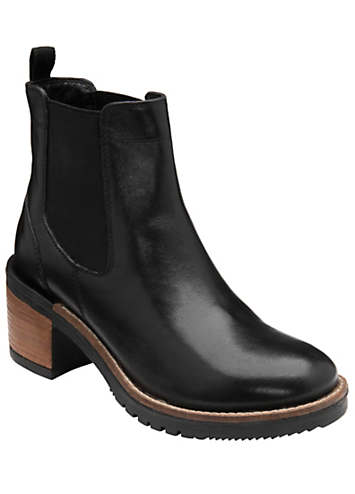 Ravel Bray Black Leather Ladies Cleated Chelsea Boots | Kaleidoscope