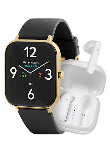 Reflex Active Series 23 Gold Plated Black Strap Smart Watch & True ...