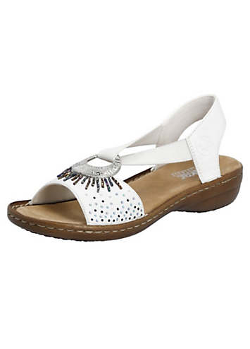 Rieker 60880 Ladies White Elasticated Sandals | Kaleidoscope