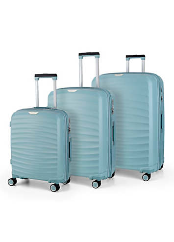Rock Sunwave 8 Wheel Light Blue Hardshell Suitcase 3 Piece Set ...