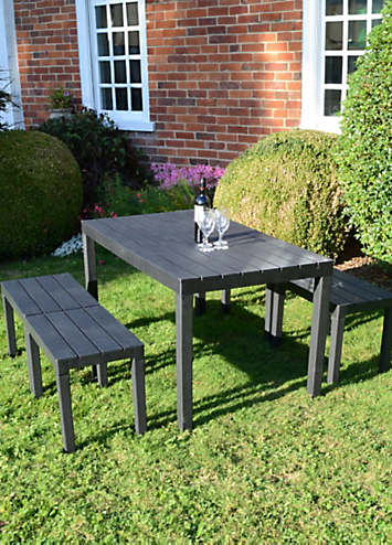 Roma Rectangular Table with 4 Roma Bench Set - Anthracite | Kaleidoscope