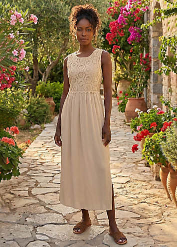 Roman Crochet Bodice Midi Dress | Kaleidoscope