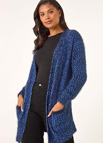 Roman Fluffy Longline Knit Cardigan | Kaleidoscope