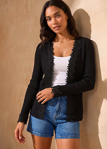 Roman Lace Trim Knit Cardigan | Kaleidoscope