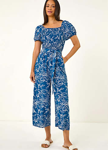 Roman Leaf Print Wide Leg Jumpsuit | Kaleidoscope