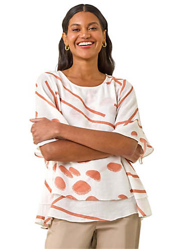 Roman Originals Abstract Layered Tunic Top | Kaleidoscope