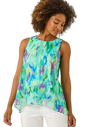 Roman Originals Blurred Double Layered Vest Top | Kaleidoscope
