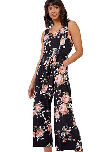 Roman Originals Floral Stretch Cropped Leg Jumpsuit | Kaleidoscope