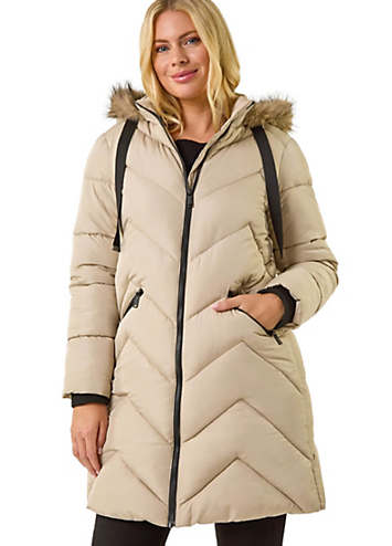 Roman Petite Contrast Zip Puffer Coat | Kaleidoscope
