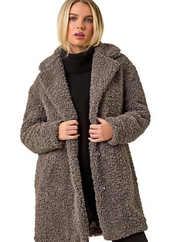 Roman Petite Teddy Longline Coat | Kaleidoscope