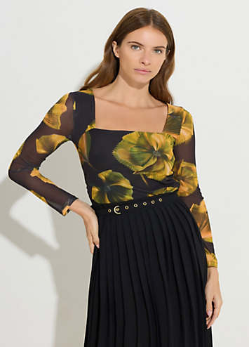 STAR by Julien Macdonald Floral Square Neck Mesh Top | Kaleidoscope