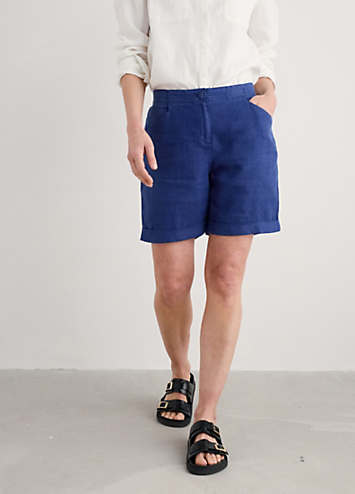 Seasalt Cornwall Blue Penderleith Linen Shorts | Kaleidoscope