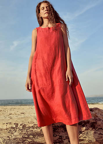 Seasalt Cornwall Cresting Waves Sleeveless Linen Dress | Kaleidoscope
