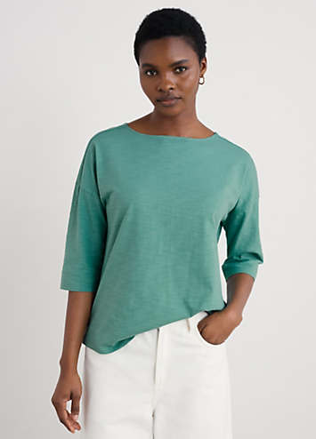 Seasalt Cornwall Green Tremayne Quay Jersey Top | Kaleidoscope