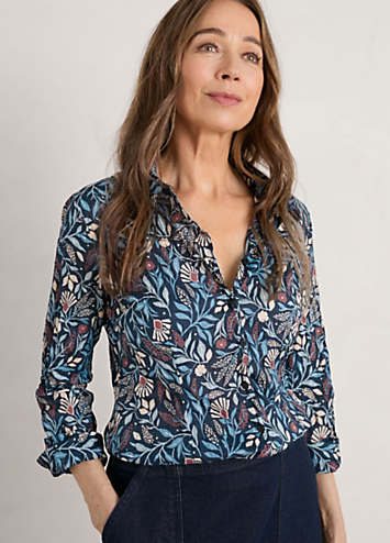 Seasalt Cornwall Navy Larissa Organic Cotton Shirt | Kaleidoscope