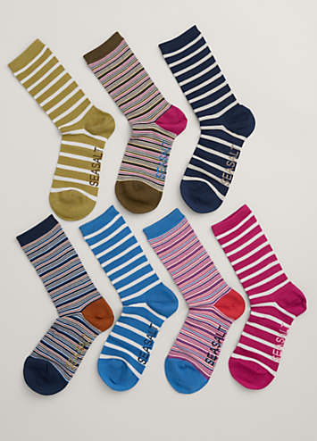 Seasalt Cornwall Pack of 7 Stripe Socks | Kaleidoscope