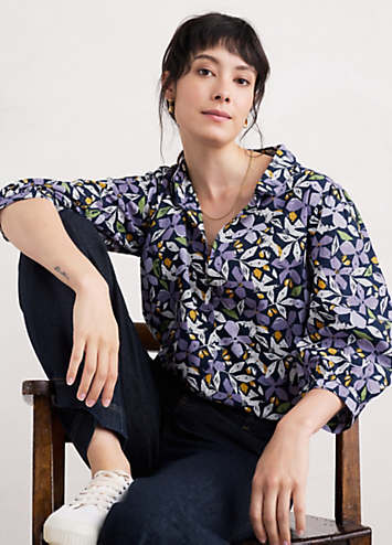 Seasalt Cornwall Purple Hope Cottage Organic Cotton Blouse | Kaleidoscope