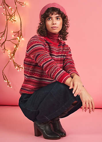 Seasalt Cornwall Red Percella Cove Fair Isle Jumper | Kaleidoscope