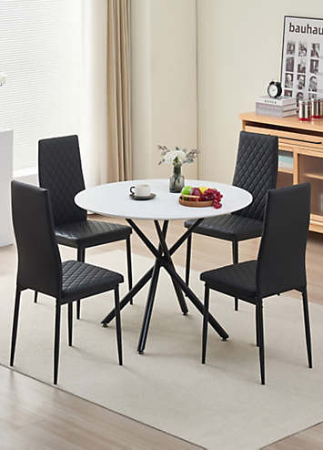 Seattle Dining Table Set with 4 Emily Faux Leather Chairs | Kaleidoscope