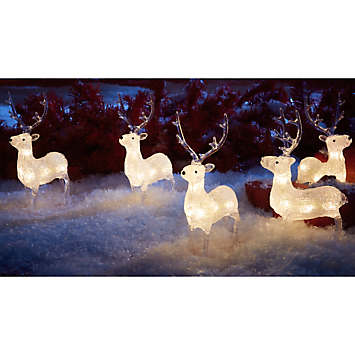 Set of Five Small Acrylic LED Reindeer Stags | Kaleidoscope