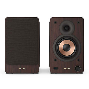 Sharp CP-SS30(BR) 2-Way Active Bookshelf Speakers with Bluetooth Audio ...
