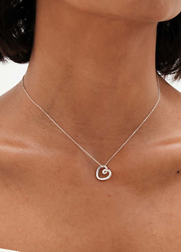 Simply Silver Sterling Silver 925 Swirl Open Heart Necklace | Kaleidoscope