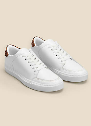 Sosandar Aria Leopard Print Back Panel Detail Leather Trainers ...