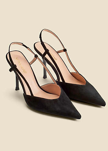 Sosandar Flared Heel Leather Slingback | Kaleidoscope