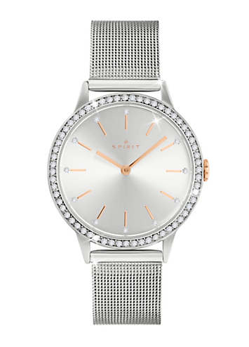 Spirit Ladies Silver Plated Stone Set Stainless Steel Mesh Bracelet ...