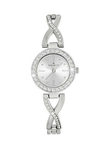 Spirit Ladies Silver Stone Set Crossover Bracelet Watch | Kaleidoscope