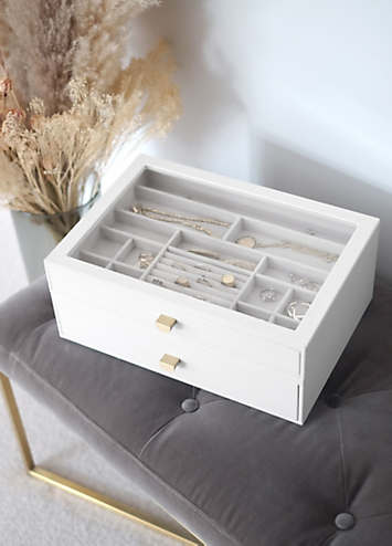 Stackers Set of 2 Pebble White Supersize Jewellery Boxes | Kaleidoscope