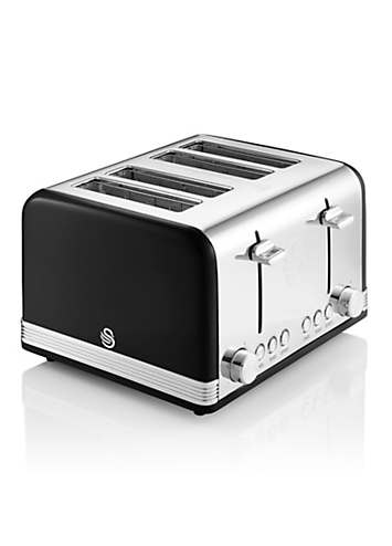 Swan ST19020BN Retro 4-Slice Toaster - Retro Black | Kaleidoscope