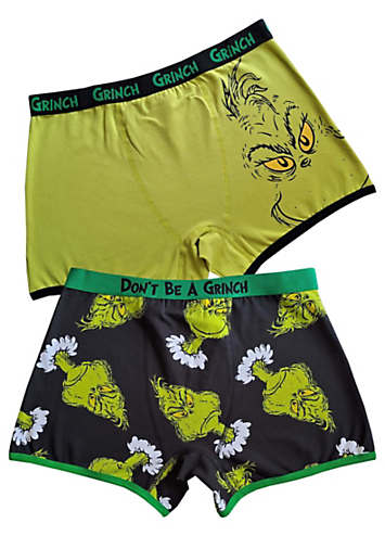 The Grinch Men’s Pack of 2 The Grinch Christmas Boxer Shorts | Kaleidoscope