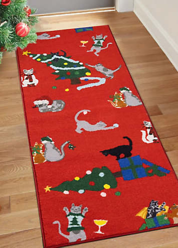 The Homemaker Rugs Collection Christmas Cats Runner | Kaleidoscope