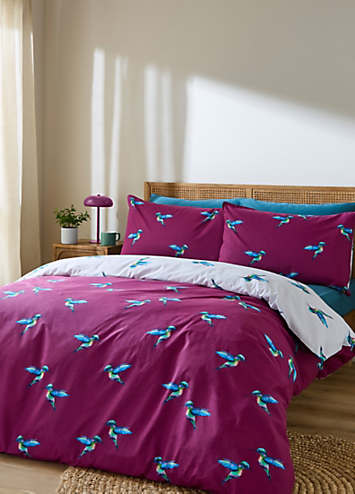 Their Nibs Hummingbird 100% Cotton Reversible Duvet Cover Set ...