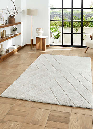 Think Rugs Ideal Shaggy Berber Chevron Rug | Kaleidoscope