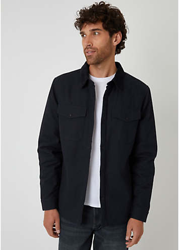 Threadbare Black Borg Lined Canvas Shacket | Kaleidoscope