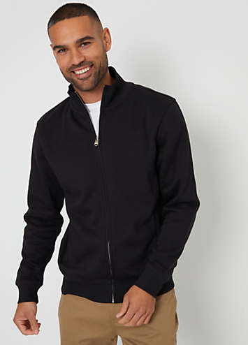 Threadbare Black Funnel Neck Zip Through Sweatshirt | Kaleidoscope