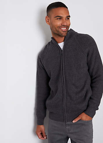 Threadbare Charcoal Zip Up Cardigan With Microfleece Lining | Kaleidoscope