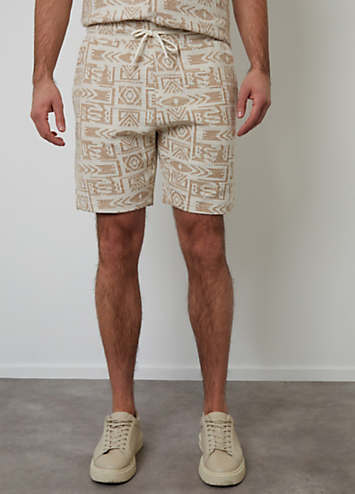 Threadbare Natural Patterned Textured Pull On Shorts | Kaleidoscope