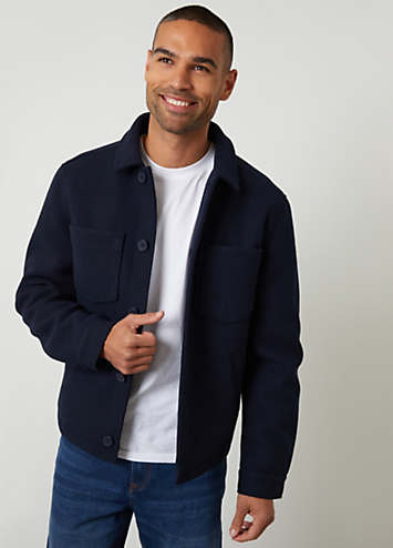 Threadbare Navy Faux Wool Button Up Quilted Shacket | Kaleidoscope