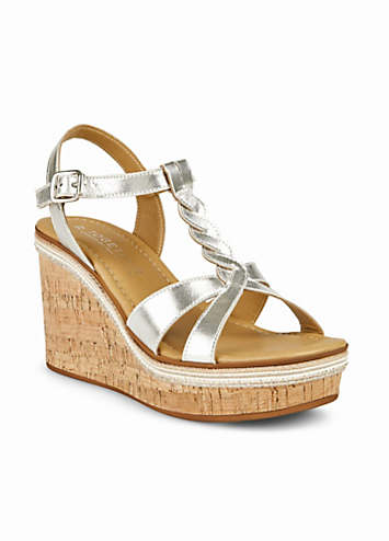 Together Silver Italian Leather Twisted Wedges | Kaleidoscope