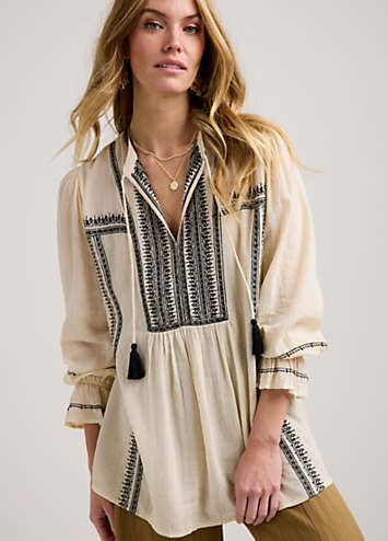 Together Stone Embroidered Longline Blouse | Kaleidoscope