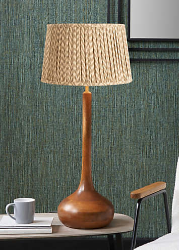 Toma Oiled Wood Tall Neck Table Lamp with Vienna 35cm Natural Chevron ...