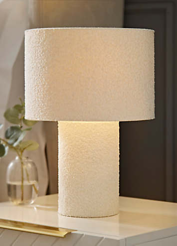 ValueLights Ash Natural Cream Boucle Bedside Table Lamp | Kaleidoscope