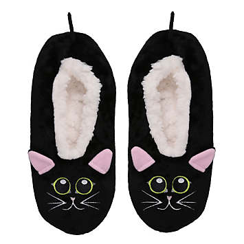 WILDFEET Novelty Black cat slippers by Wild Feet | Kaleidoscope