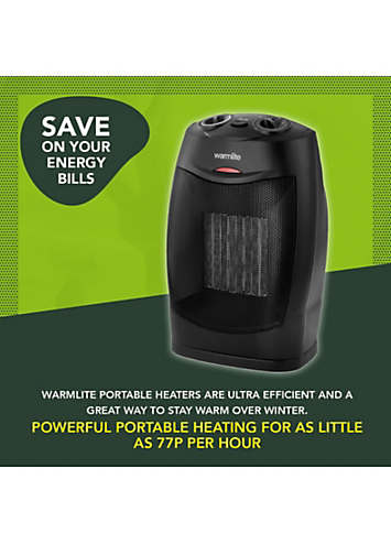 Warmlite 1500W Ceramic Fan Heater - Black | Kaleidoscope