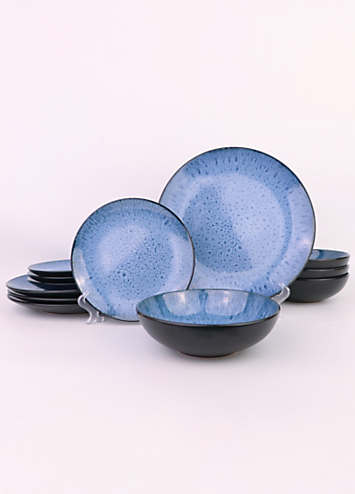 Waterside 12 Piece Blue Reactive Glaze Dinner Set | Kaleidoscope