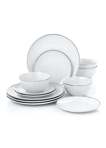 Waterside 12 Piece Platinum Rim Dinner Set | Kaleidoscope