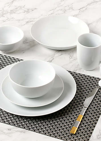 Waterside 42 Pieces White Coupe Dinner Set | Kaleidoscope